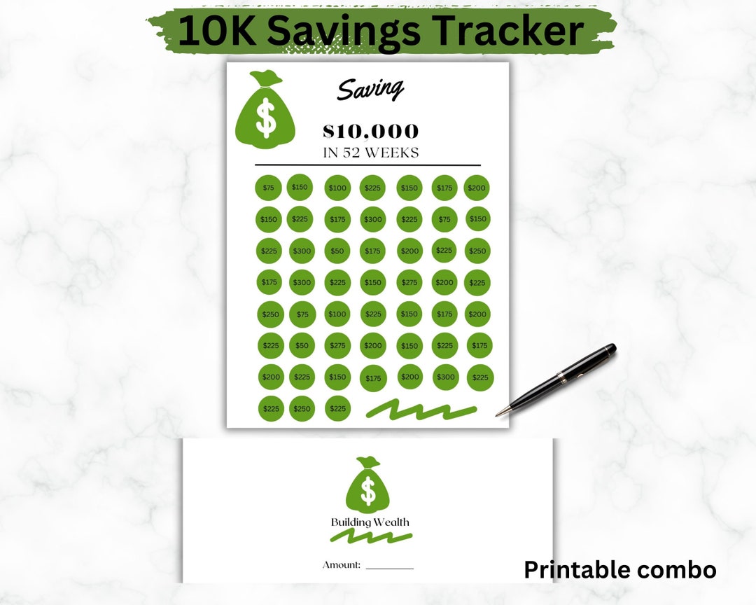 Savings Challenge, 10k Savings Tracker, 10k Savings Tracker Challenge ...