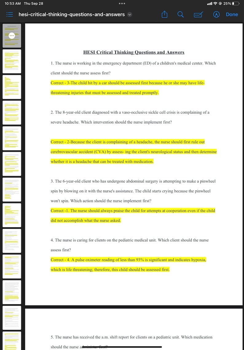 Hesi A2 Critical Thinking Study Guide - Etsy