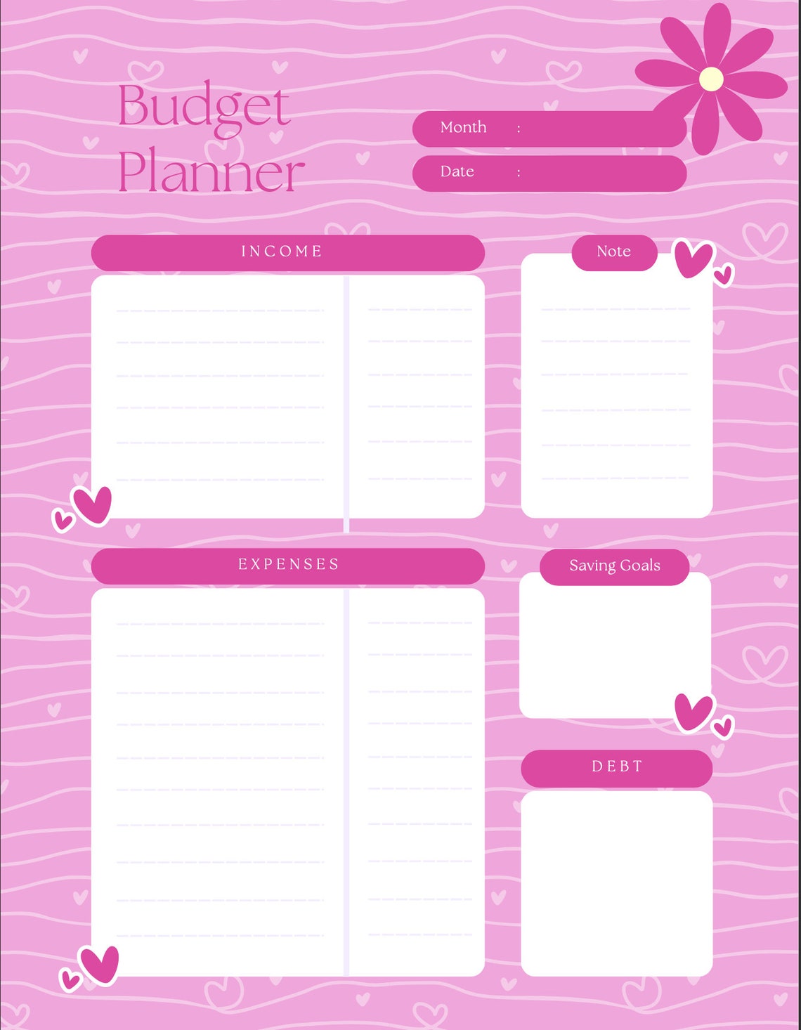 Pink Budget Planner - Etsy