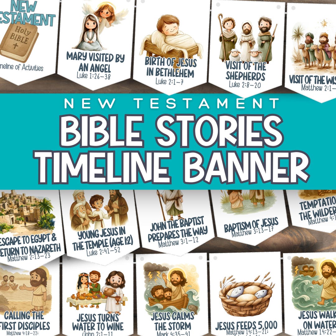 Bible Story Banner | New Testament Timeline Printable | Life of Jesus ...