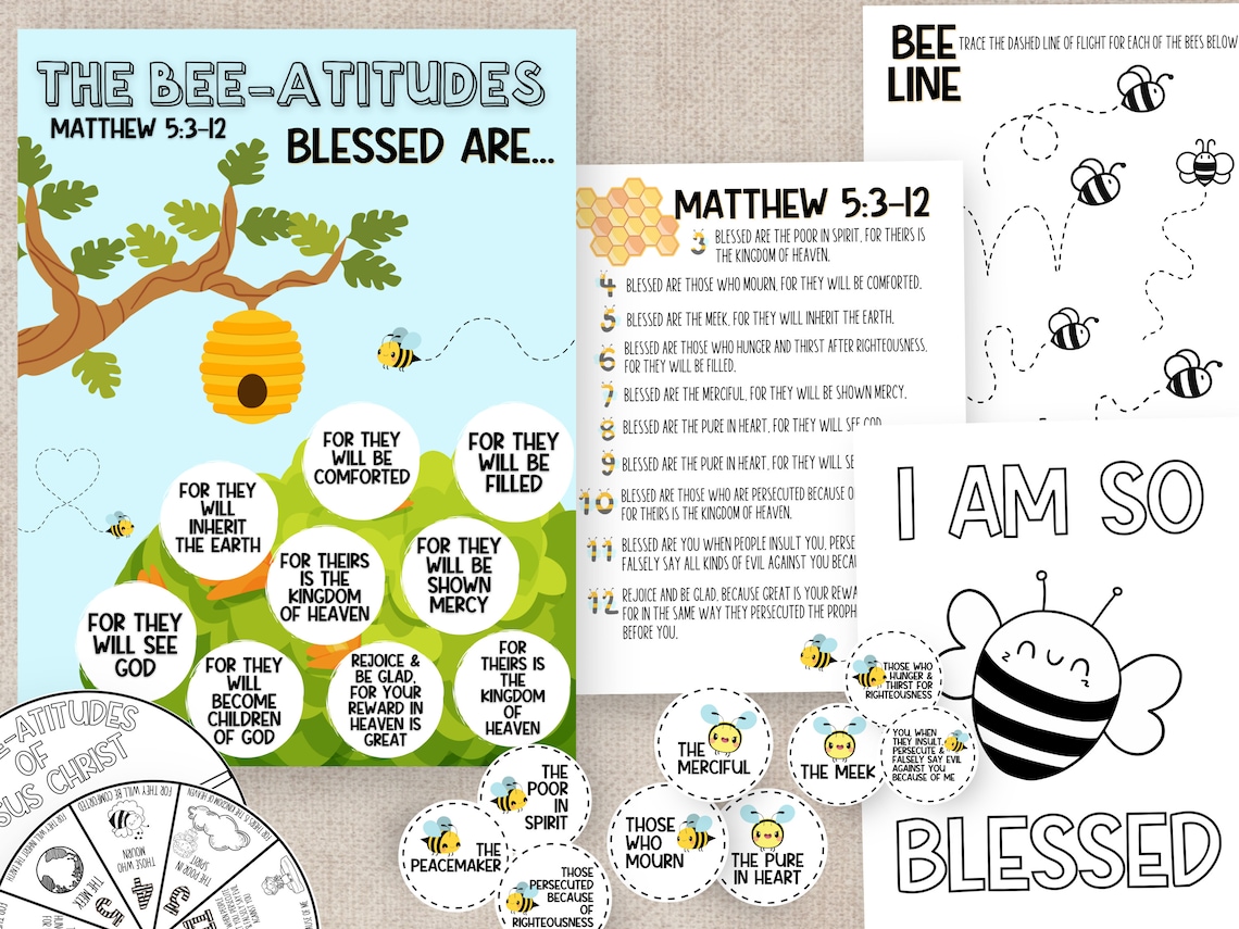 Beatitudes Bible Study Lesson for Kids INSTANT DOWNLOAD Preschool Bible ...