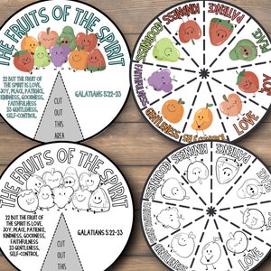 Fruit of the Spirit Coloring Wheel Spinner Kids Activity | Preschool ...