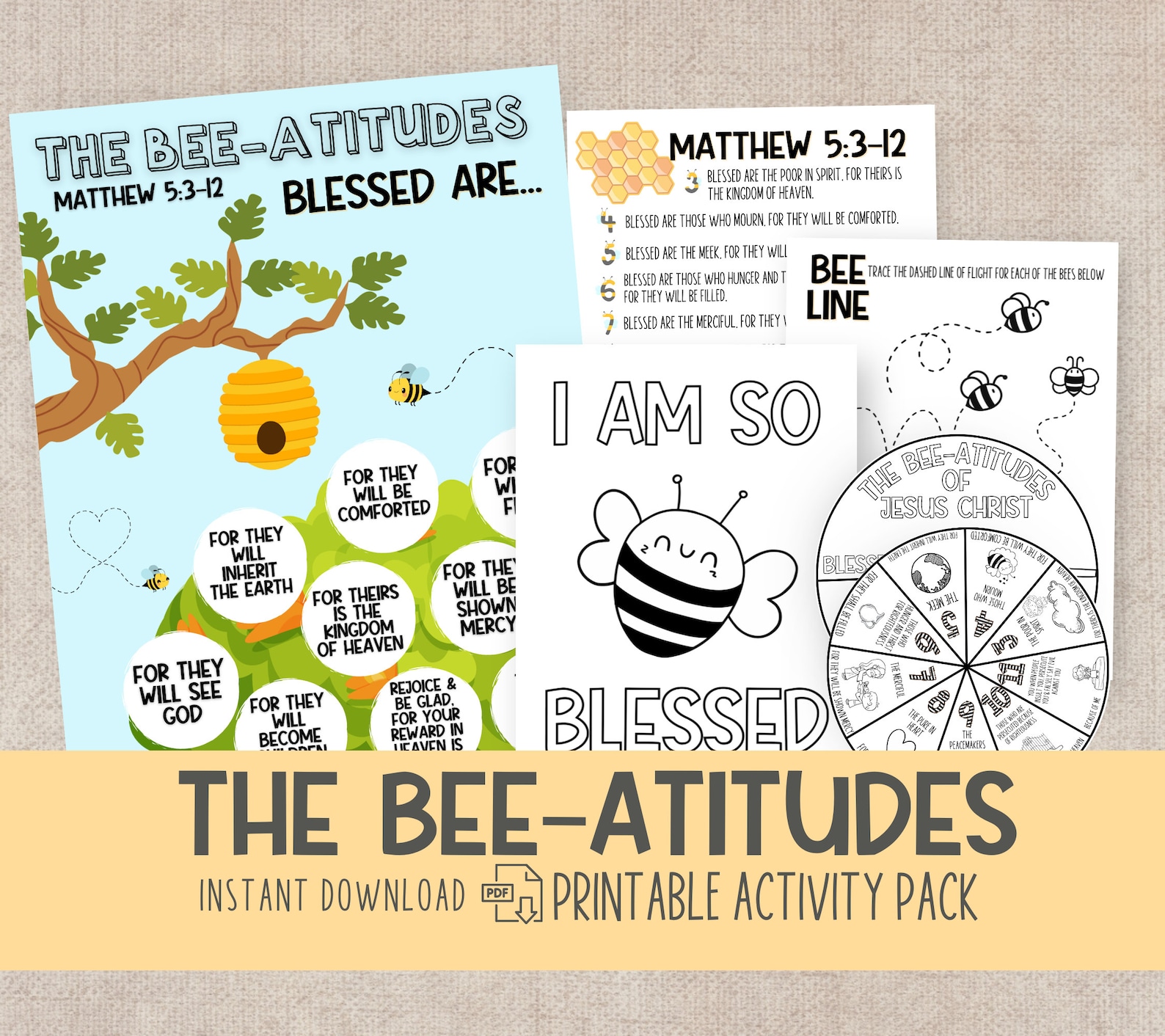 Beatitudes Bible Study Lesson for Kids | INSTANT DOWNLOAD | Preschool ...