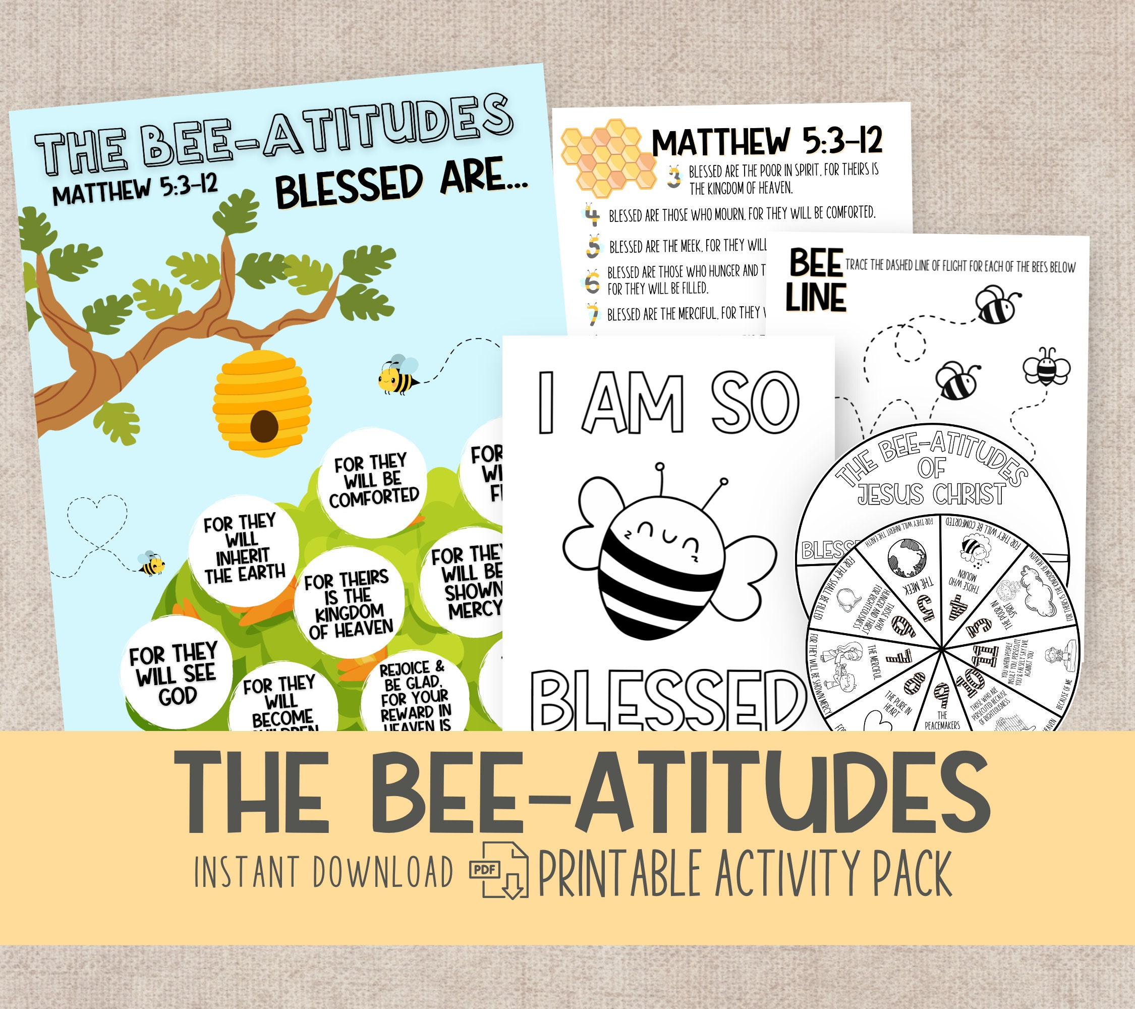Beatitudes Bible Study Lesson for Kids | INSTANT DOWNLOAD | Preschool ...