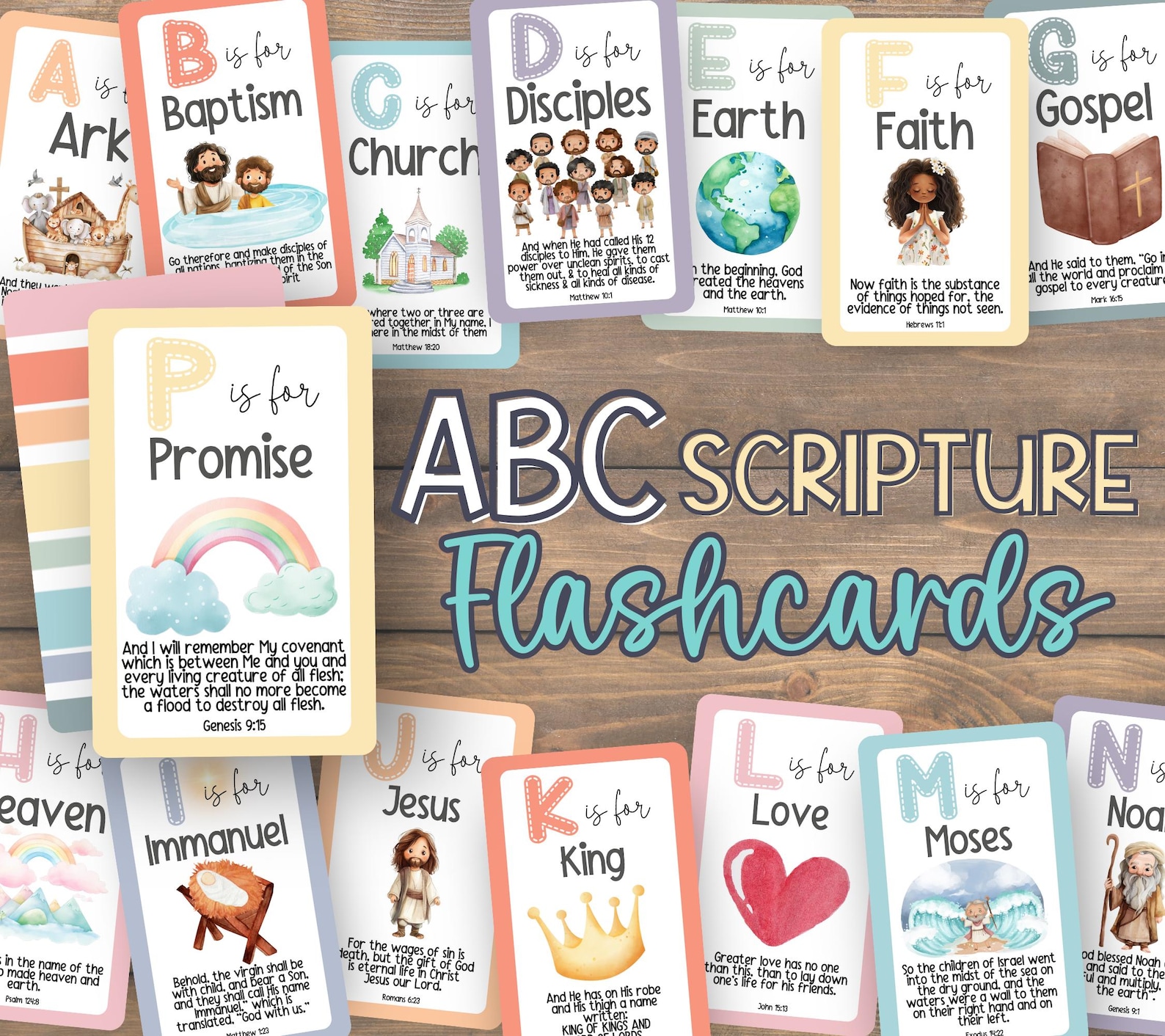 ABC Bible Flashcards Preschool | Children's Bible Study | Scripture ...