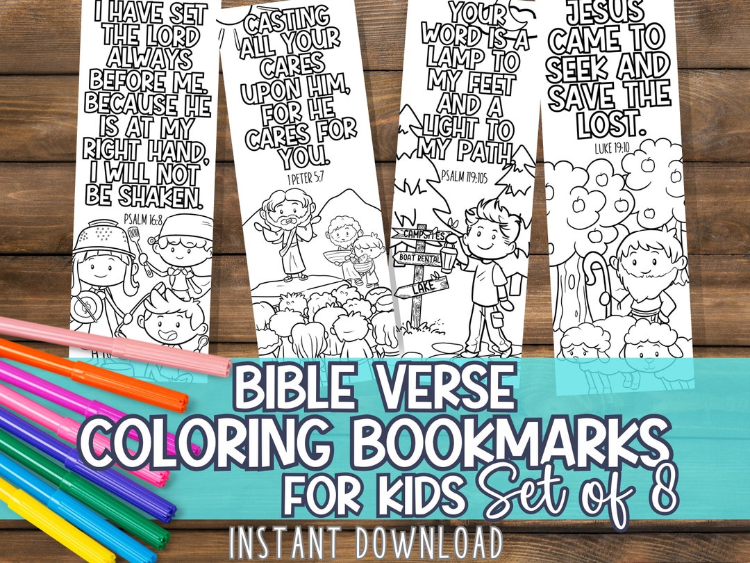 Bible Verse Coloring Bookmarks for Kids Set of 8 Instant Download Kids ...