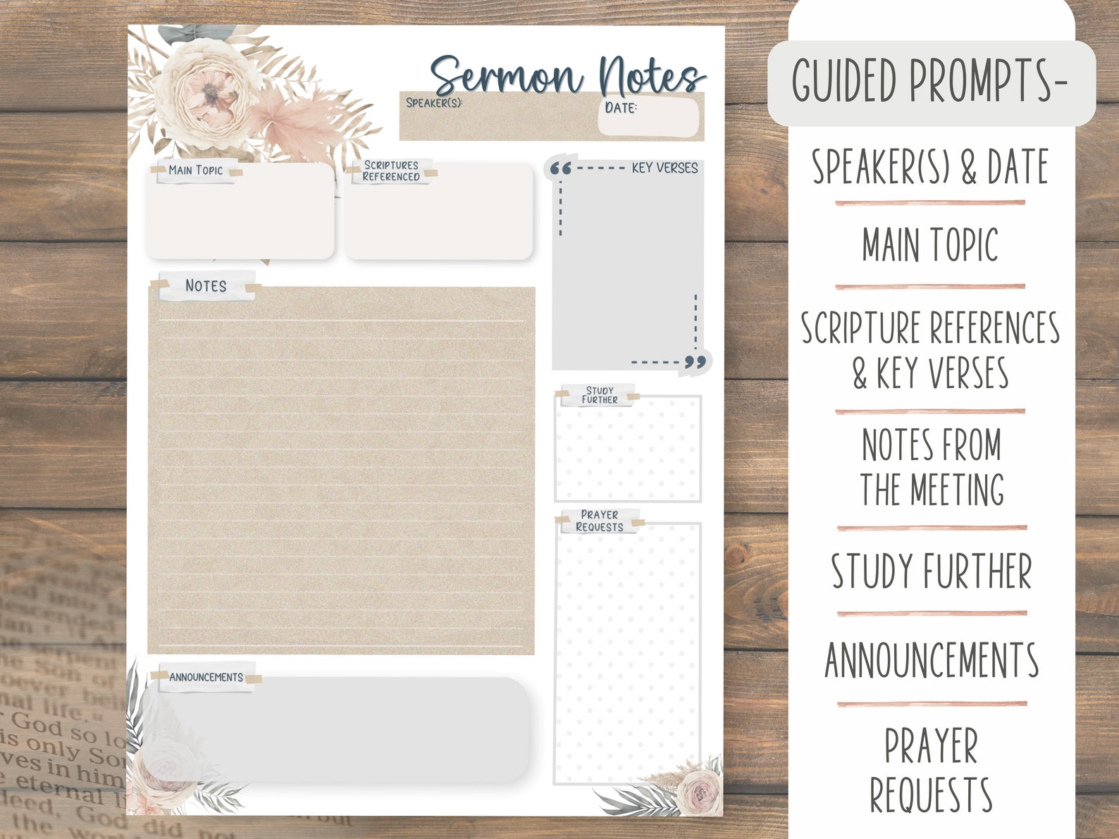 Sermon Notes for Happy Planner | Church Meeting Notes | Beginner Bible ...