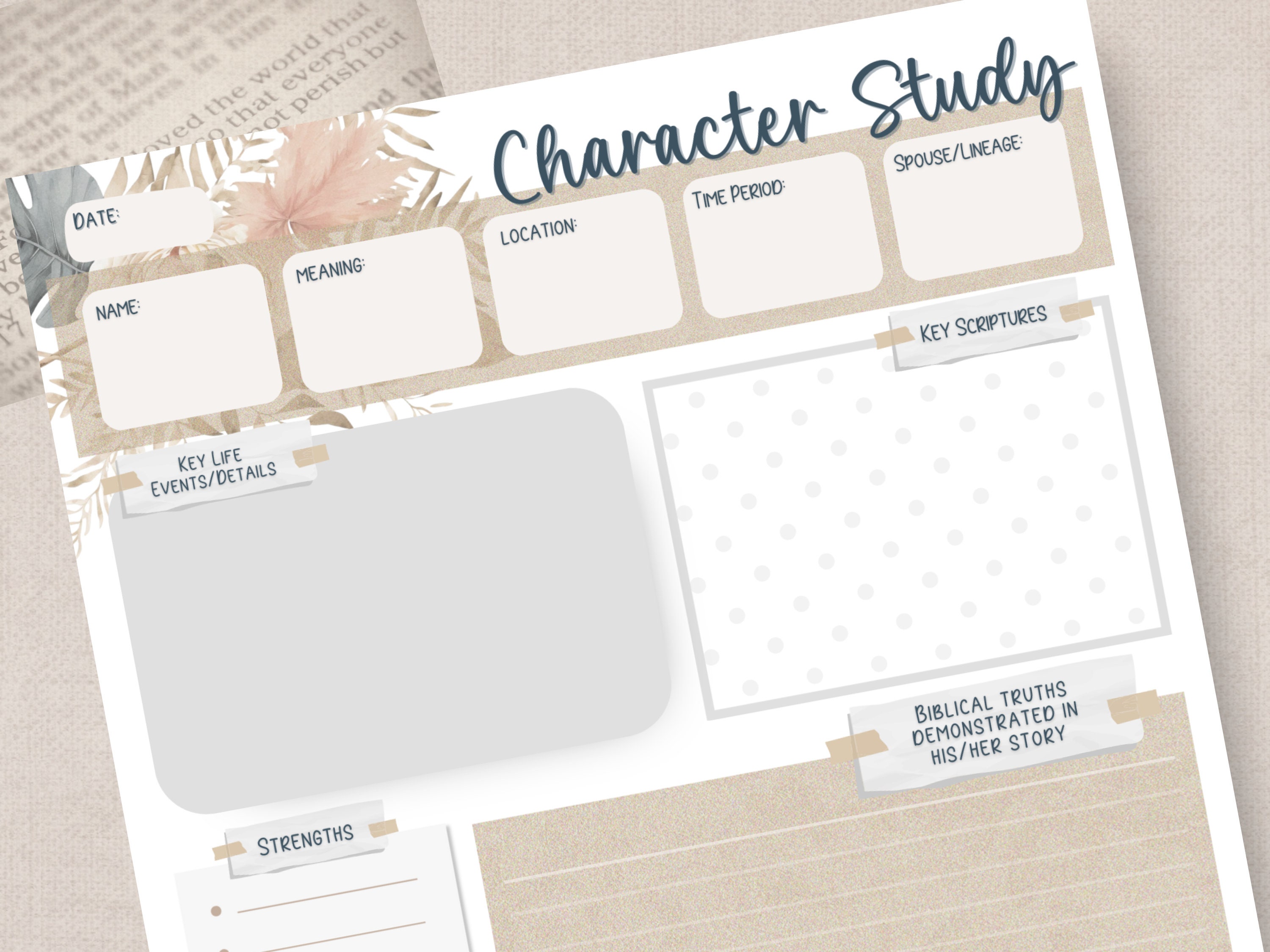 Bible Character Study Guide Journal Worksheets for Women Bible Study ...