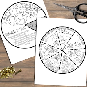 Days of Creation Coloring Wheel | Kids Bible Lesson | Sunday School ...