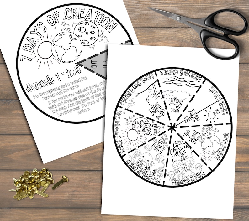 Days of Creation Coloring Wheel | Kids Bible Lesson | Sunday School ...