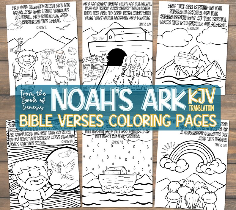 Noah's Ark Coloring Pages KJV | Genesis Bible Lesson | Scripture Study ...