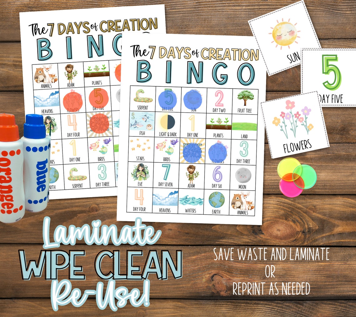 Bible Bingo for Youth 7 Days of Creation Game Sunday School Printable ...