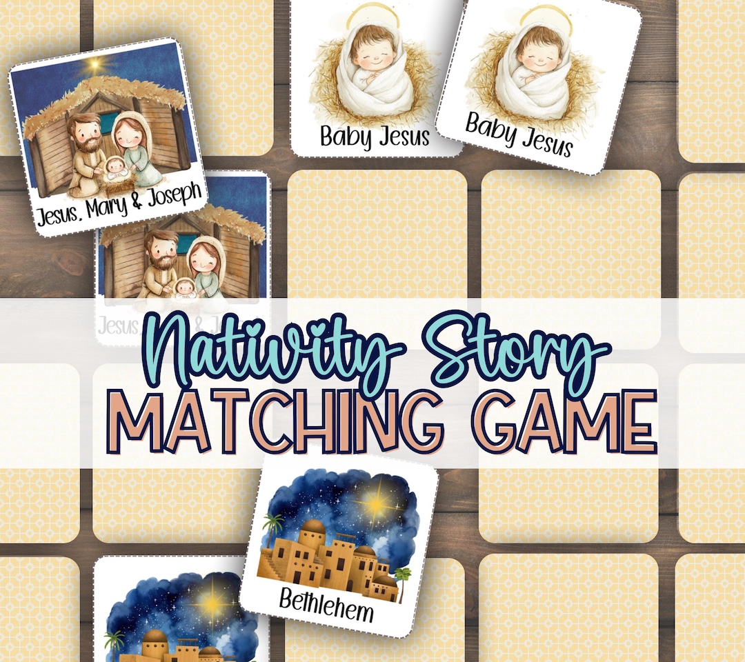 Nativity Printable Game Memory Match | Christmas Nativity Story Sunday ...