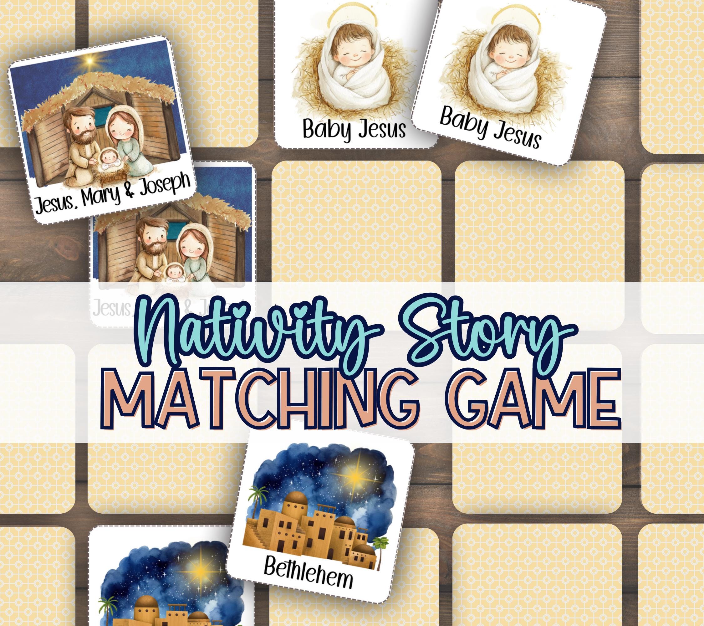 Nativity Printable Game Memory Match | Christmas Nativity Story Sunday ...
