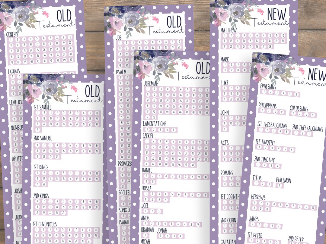 Printable Bible Tracker Bookmarks Purple | Chapter Checklist | Bible ...