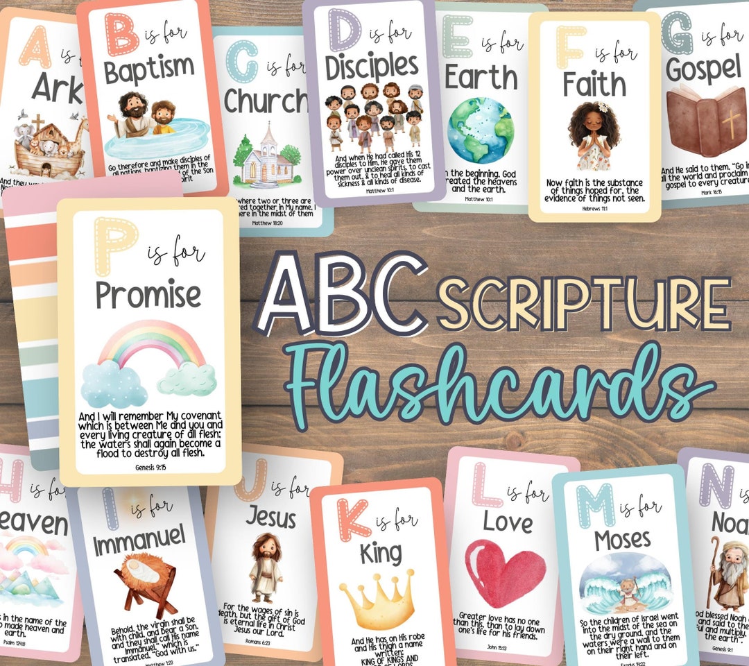 ABC Bible Flashcards Preschool | Children's Bible Study | Scripture ...