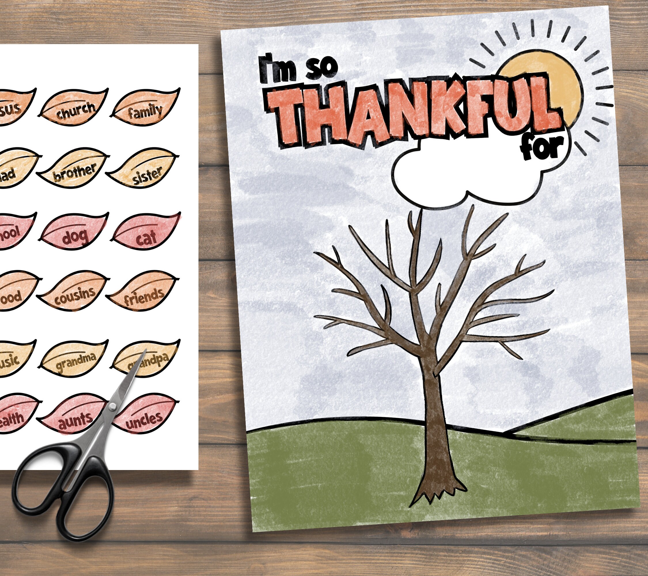 Thankful Tree Craft Fall | Coloring Page | Preschool Activity ...
