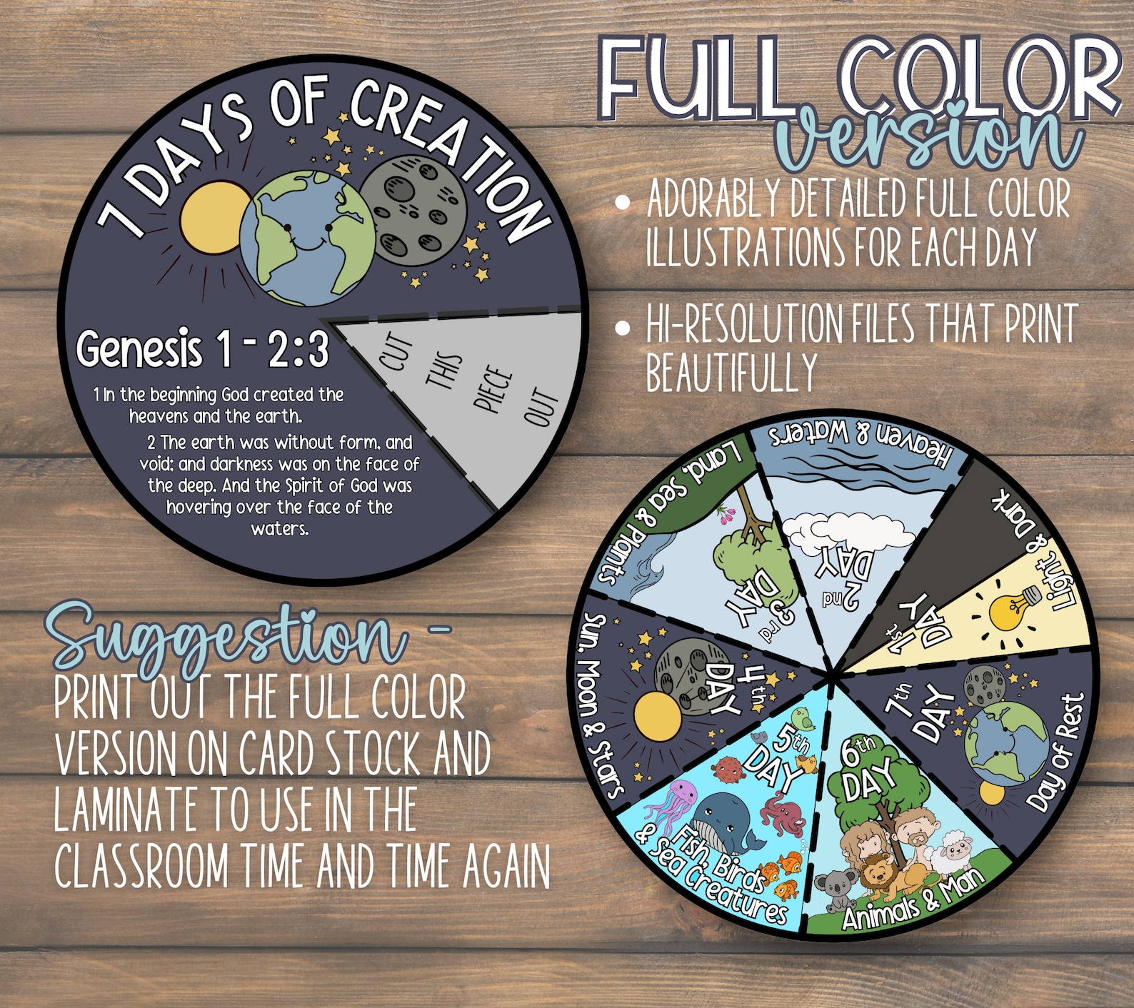Days of Creation Coloring Wheel | Kids Bible Lesson | Sunday School ...