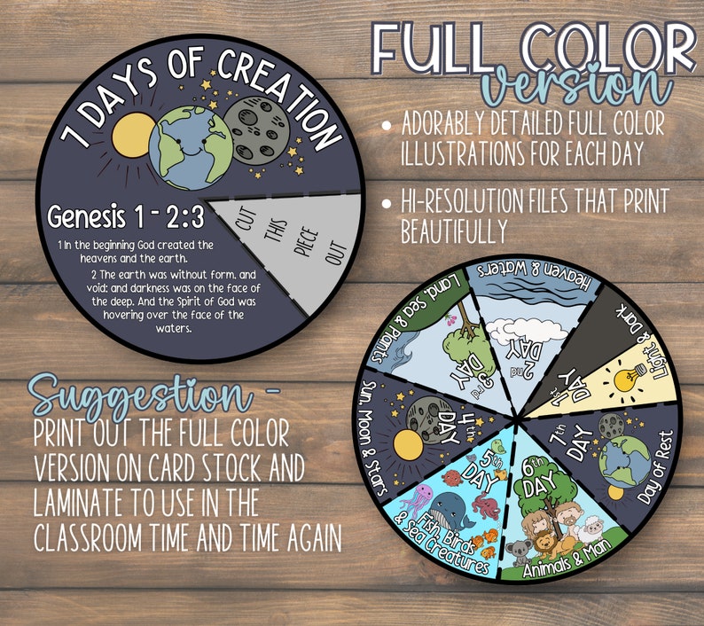 Days of Creation Coloring Wheel | Kids Bible Lesson | Sunday School ...