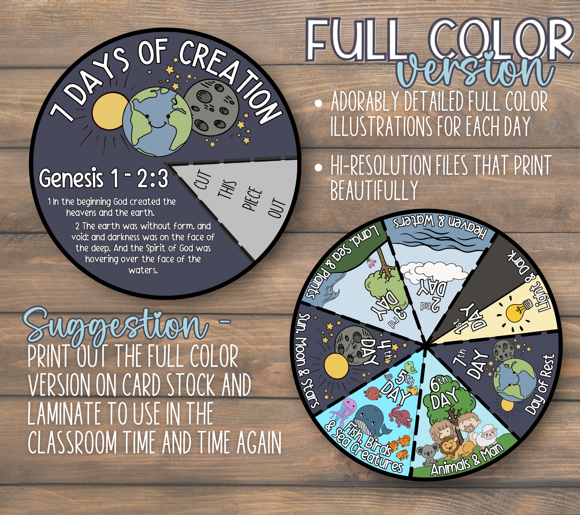 Days of Creation Coloring Wheel | Kids Bible Lesson | Sunday School ...