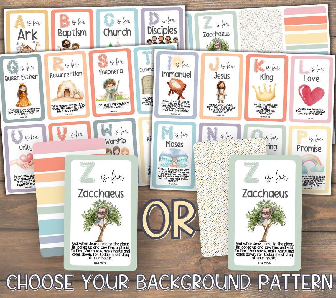 ABC Bible Flashcards Preschool | Children's Bible Study | Scripture ...