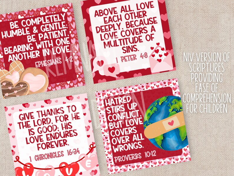 Valentine Scripture Cards, the Love of God Bible Verses, Printable ...