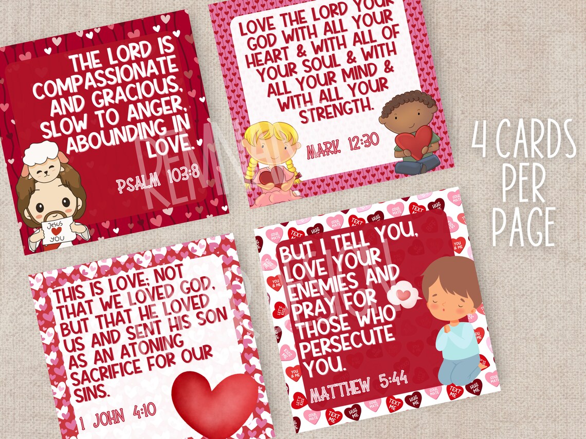 Valentine Scripture Cards, the Love of God Bible Verses, Printable ...