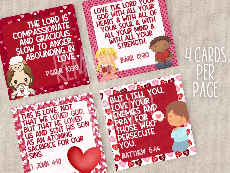 Valentine Scripture Cards, the Love of God Bible Verses, Printable ...
