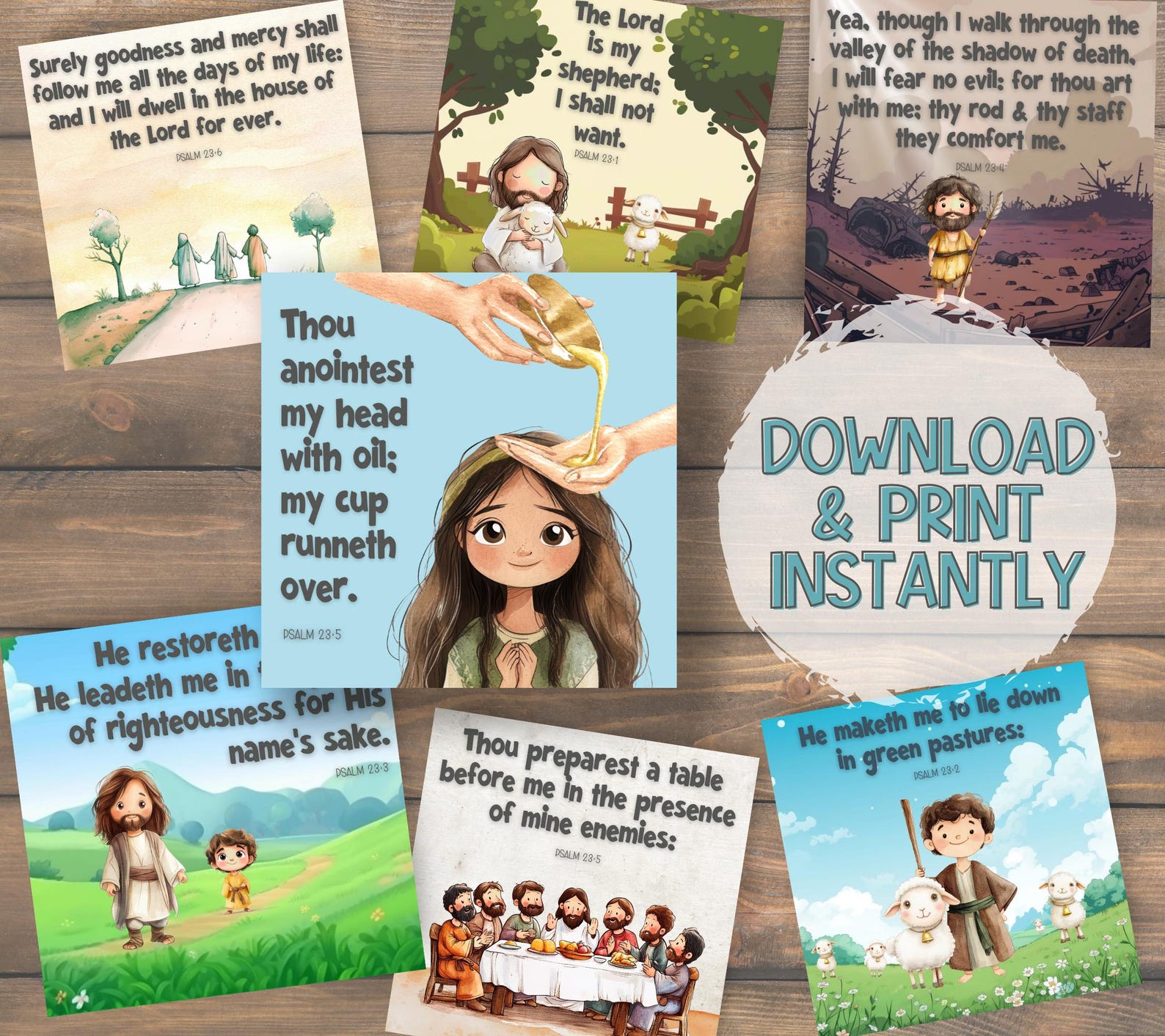 Psalm 23 Activity Memory Verse Cards for Kids | Sunday School Lesson ...