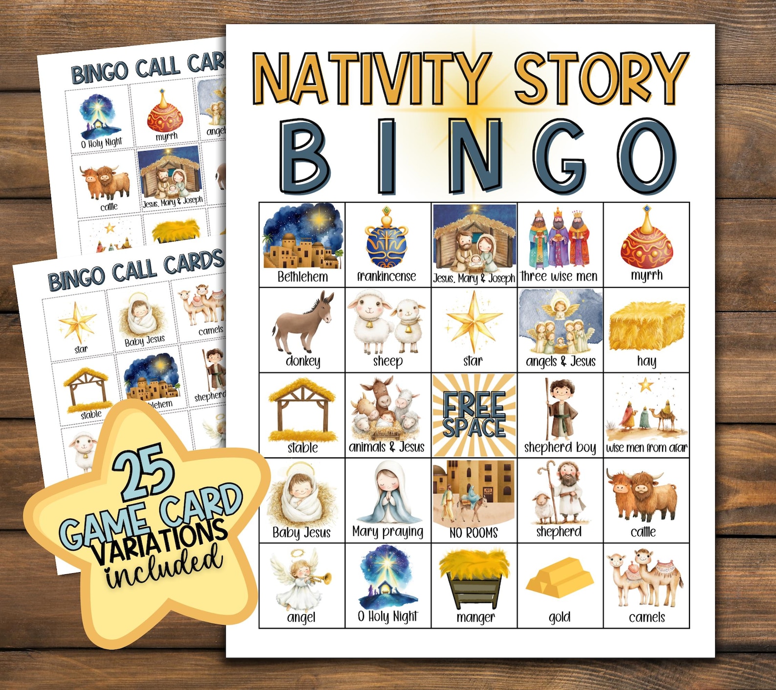Christmas Bingo Cards With Nativity | Nativity Bingo Game | Bible ...
