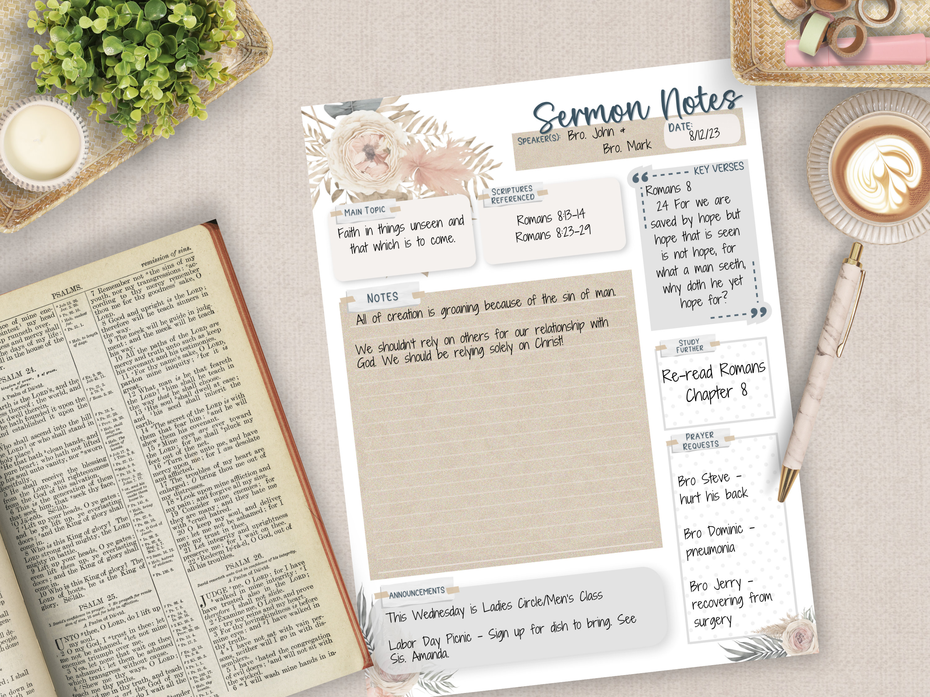 Sermon Notes for Happy Planner Church Meeting Notes Beginner Bible ...