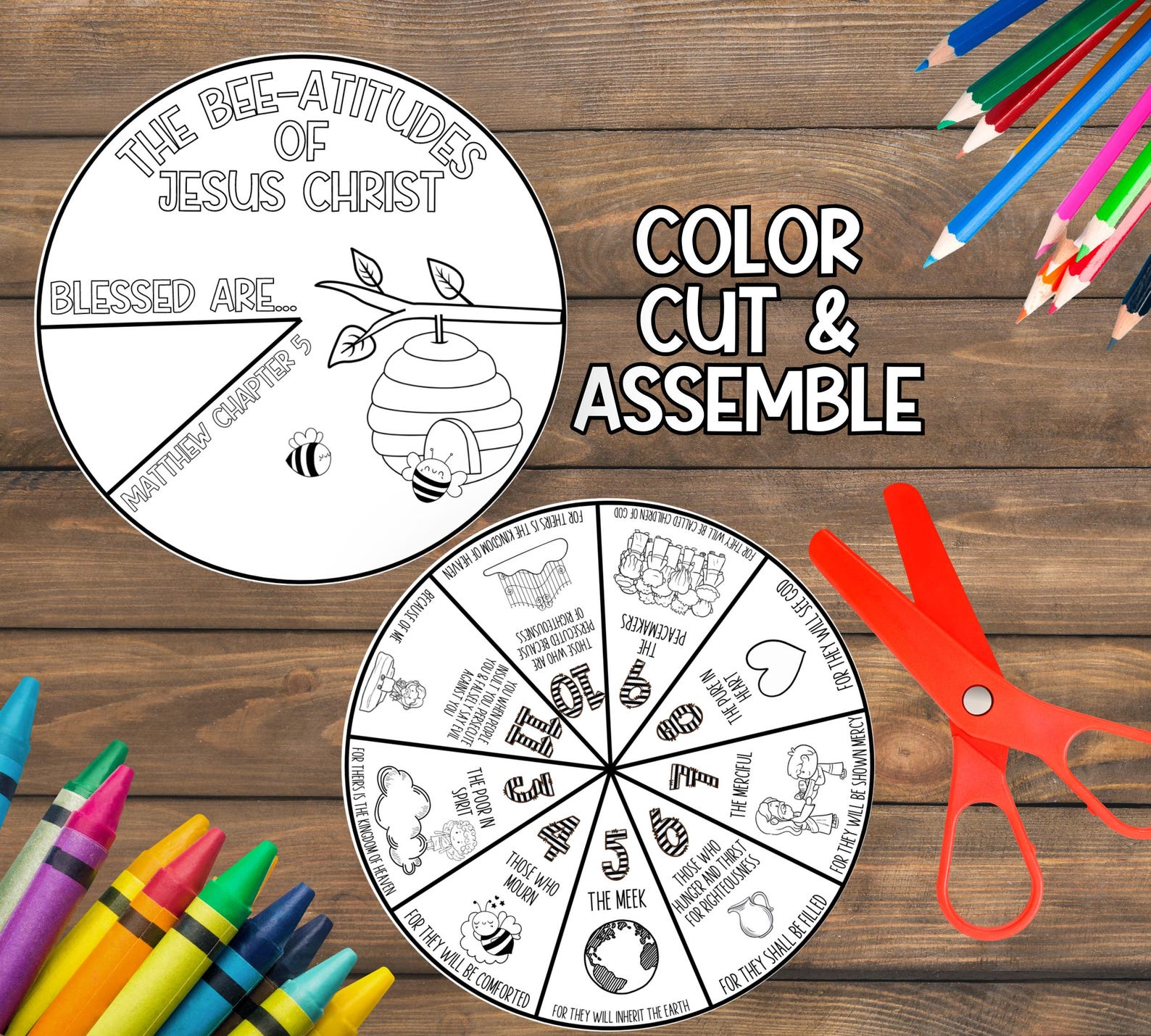 Kids Bible Lesson on Beatitudes KJV | Printable Craft Activity Coloring ...