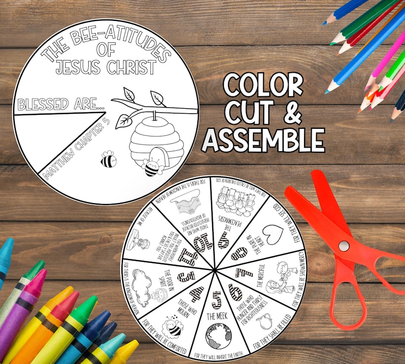 Kids Bible Lesson on Beatitudes KJV | Printable Craft Activity Coloring ...