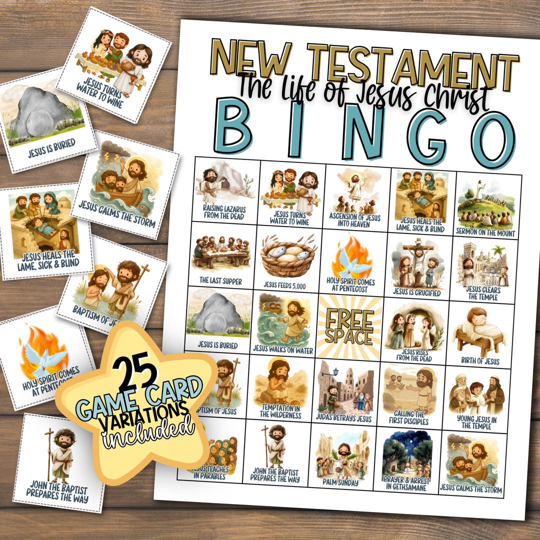 New Testament Bingo – the Life of Jesus Christ | Printable Bible Bingo ...