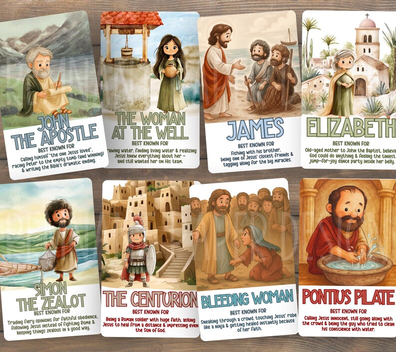 Bible Character Flash Cards for Kids New Testament | Printable ...