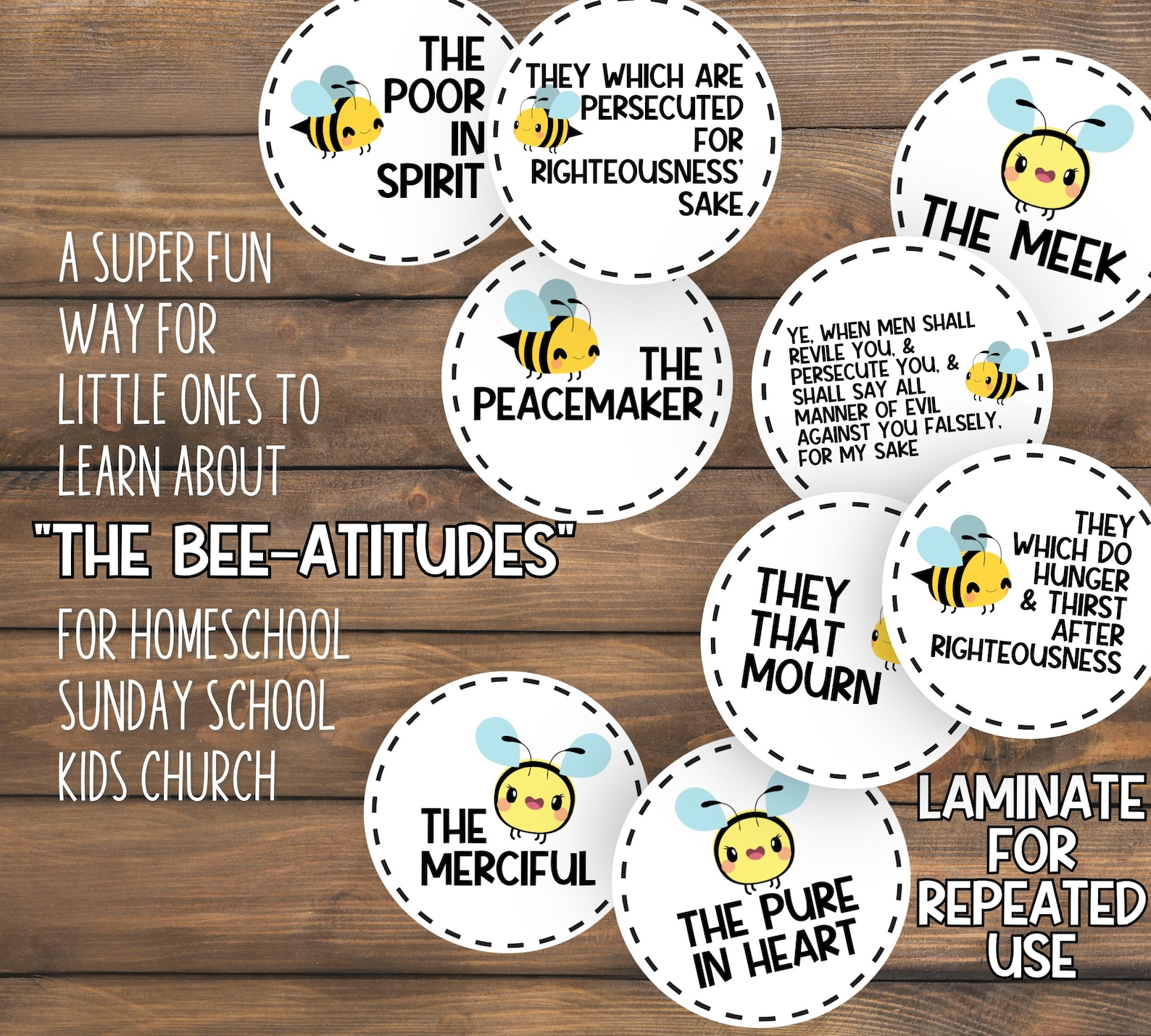 Kids Bible Lesson on Beatitudes KJV | Printable Craft Activity Coloring ...