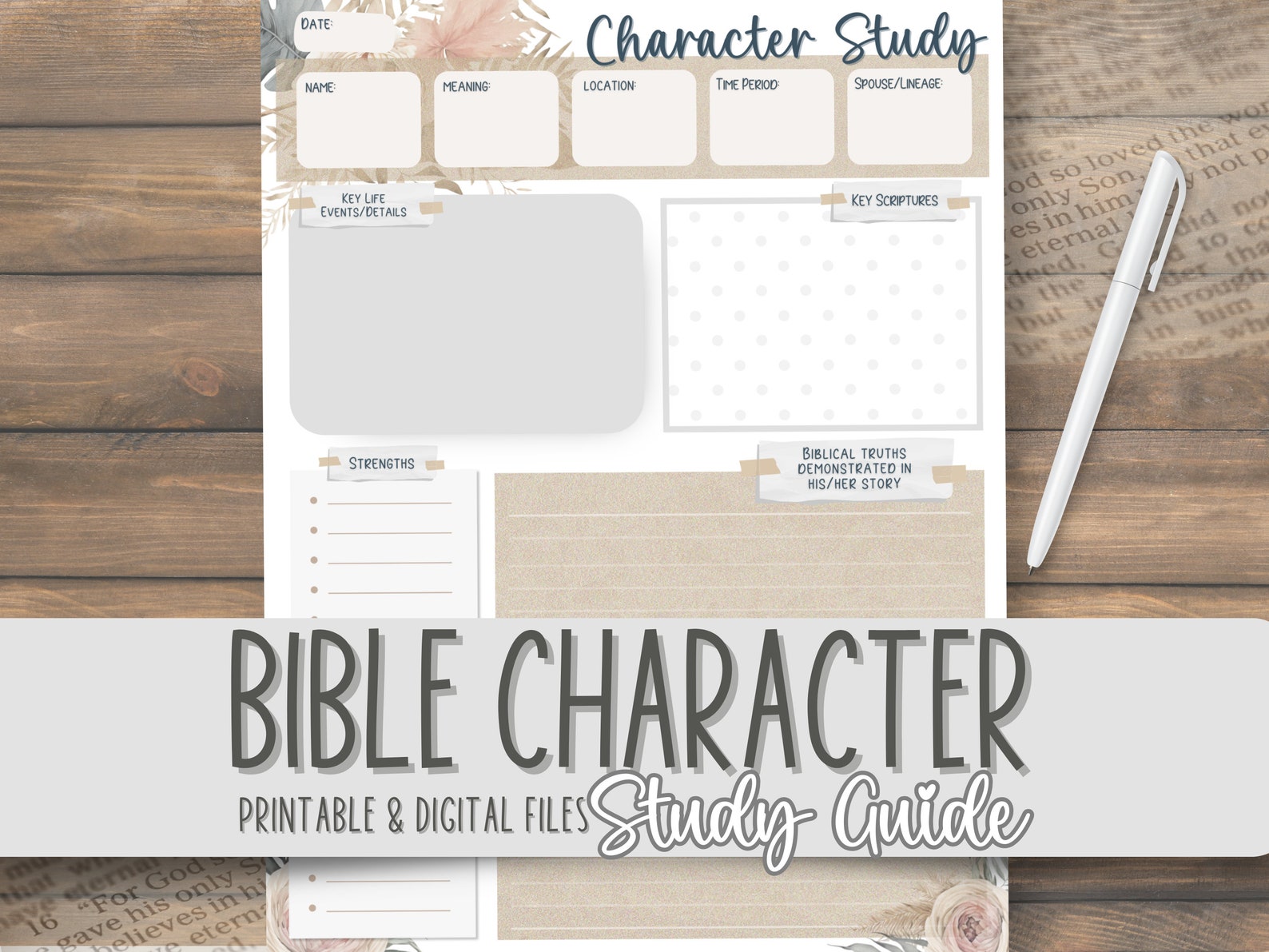 Bible Character Study Guide | Journal Worksheets for Women | Bible ...