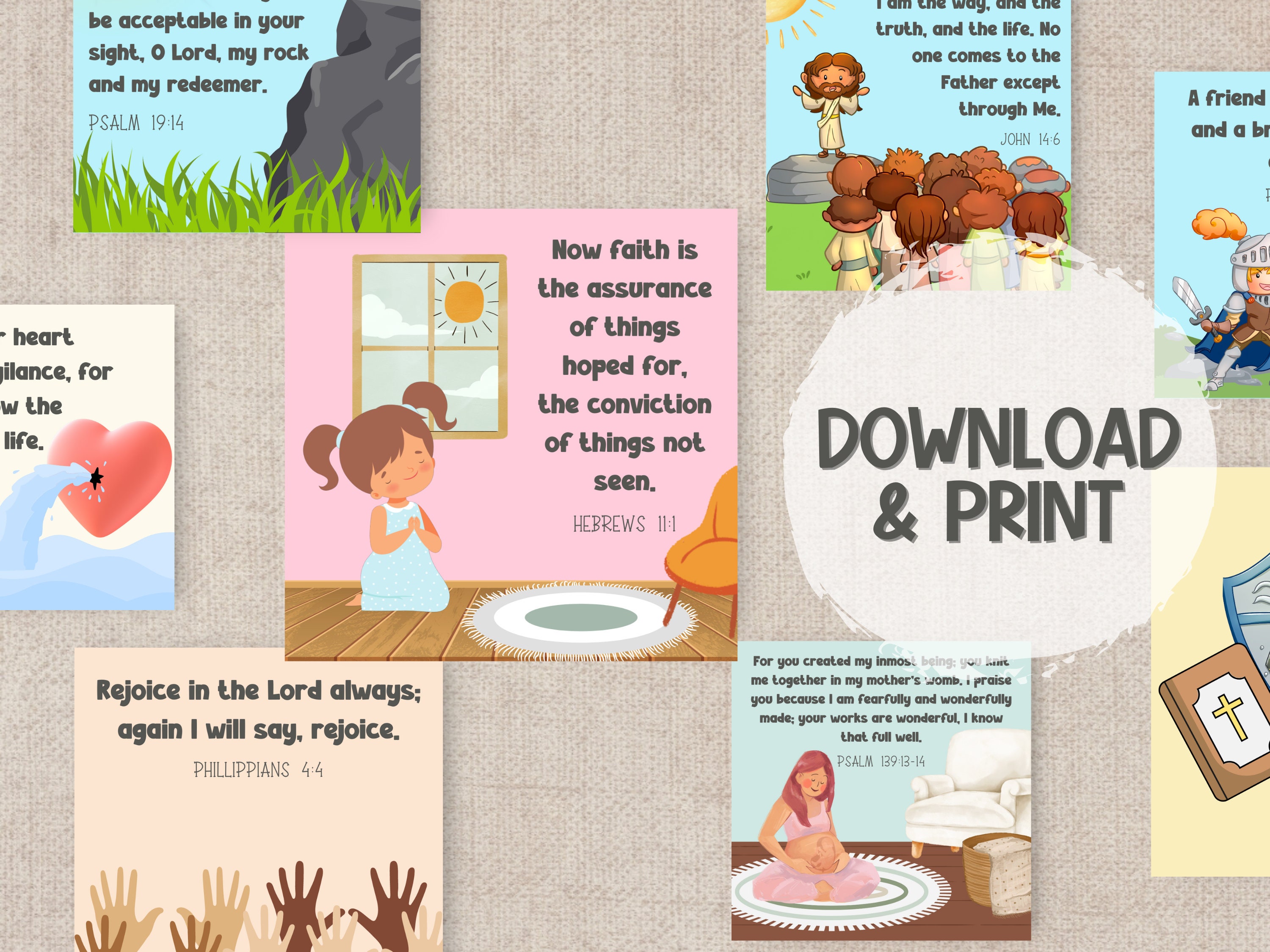 Simple Bible Verses for Kids Set of 40 INSTANT DOWNLOAD 4x4 With ...