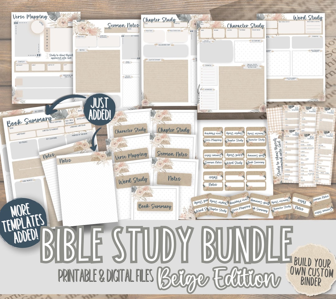 Bible Study Printables Beginners BEIGE | Binder Bundle | Scripture ...