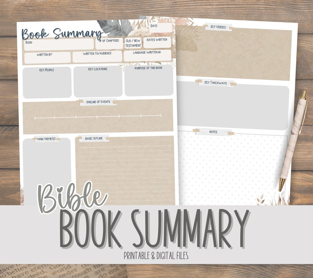 Books of the Bible Summary Printable | Beginner Bible Study | Scripture ...