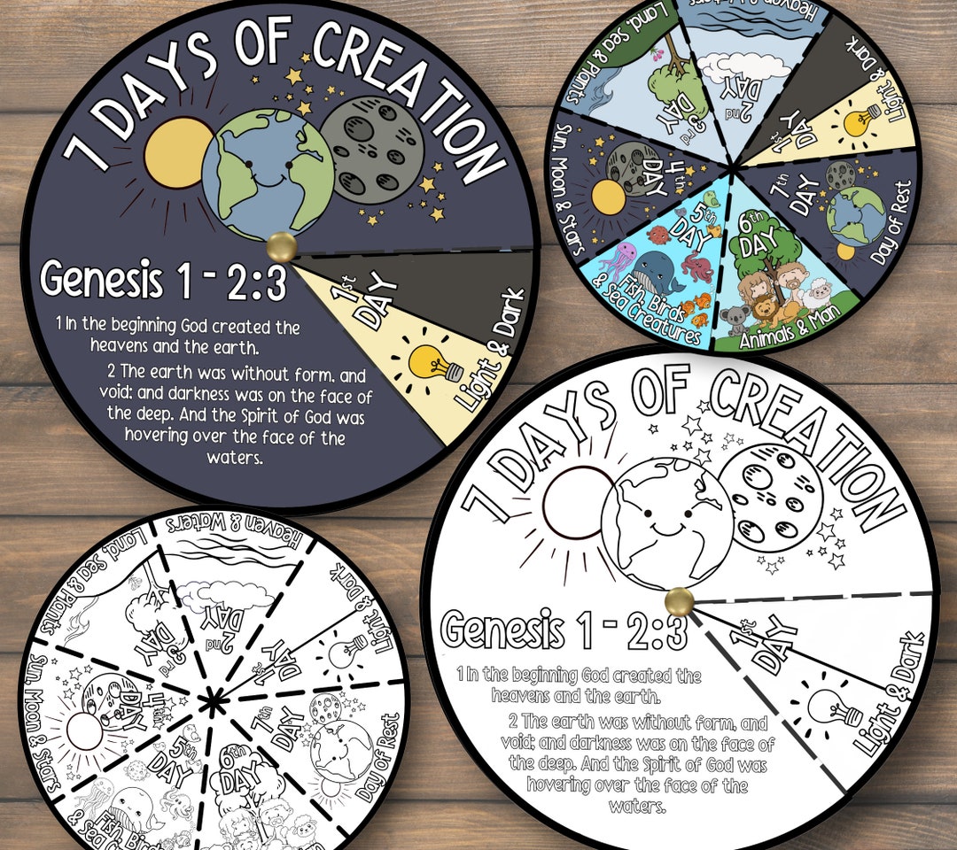 Days of Creation Coloring Wheel | Kids Bible Lesson | Sunday School ...