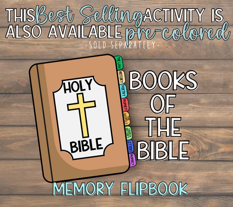 Books of the Bible Printable Coloring Memory Flipbook | Sunday School ...