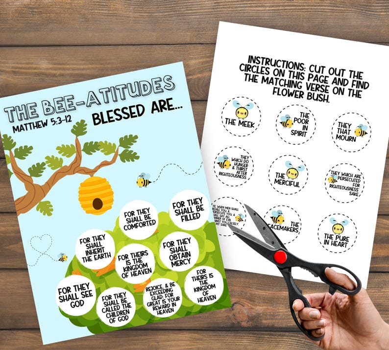 Kids Bible Lesson on Beatitudes KJV | Printable Craft Activity Coloring ...