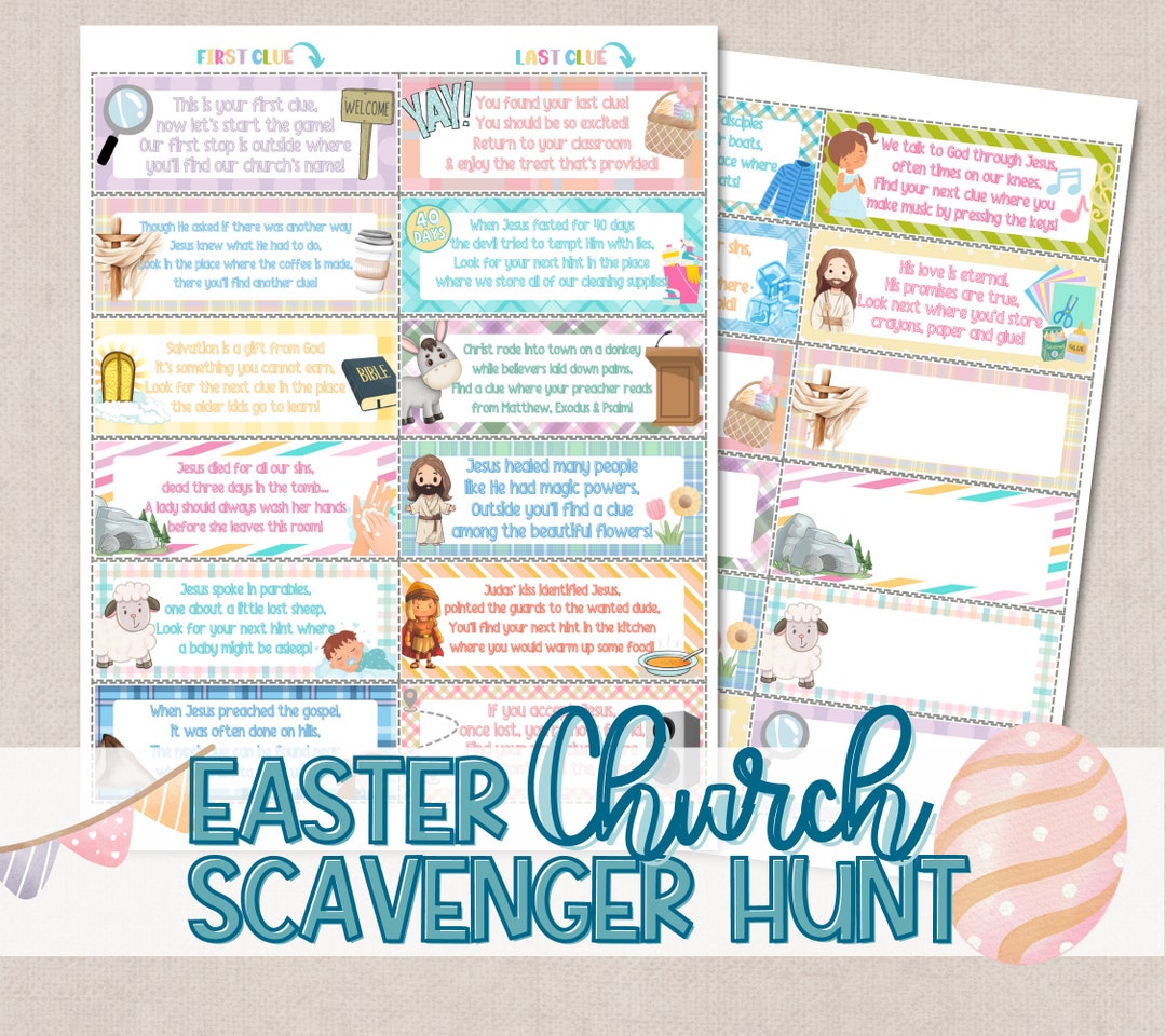 Easter Church Scavenger Hunt | Egg Hunt Clues | Resurrection Sunday ...