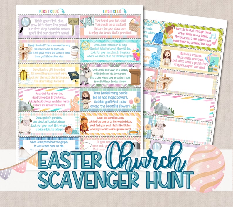Easter Church Scavenger Hunt | Egg Hunt Clues | Resurrection Sunday ...