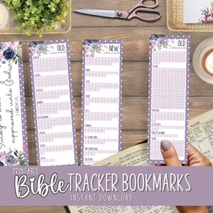 Printable Bible Tracker Bookmarks Purple | Chapter Checklist | Bible ...