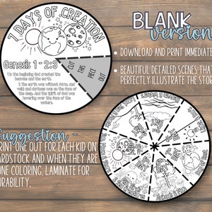 Days of Creation Coloring Wheel | Kids Bible Lesson | Sunday School ...