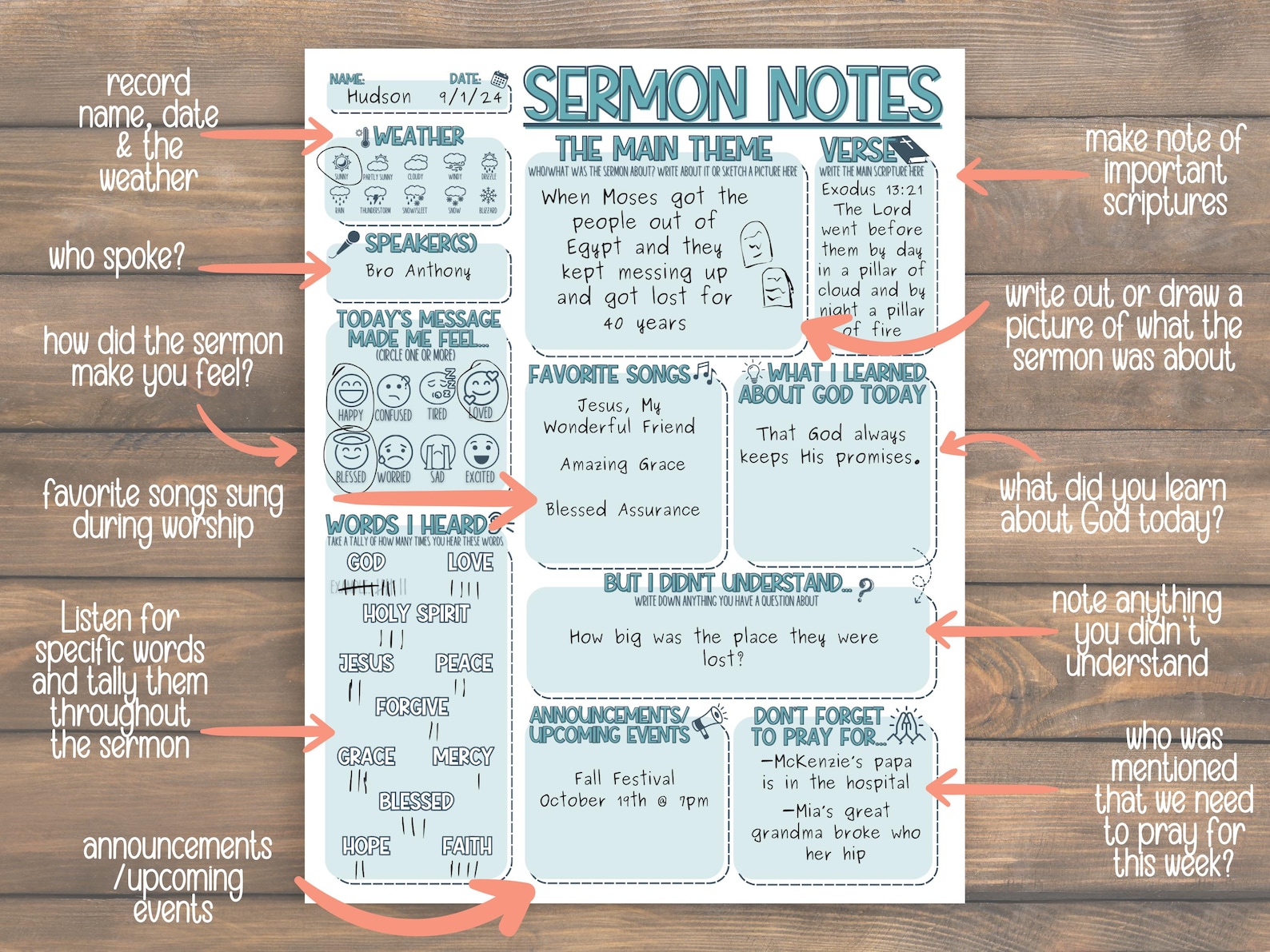 Sermon Notes for Youth | Kids Church Sunday School Worksheet | Youth ...