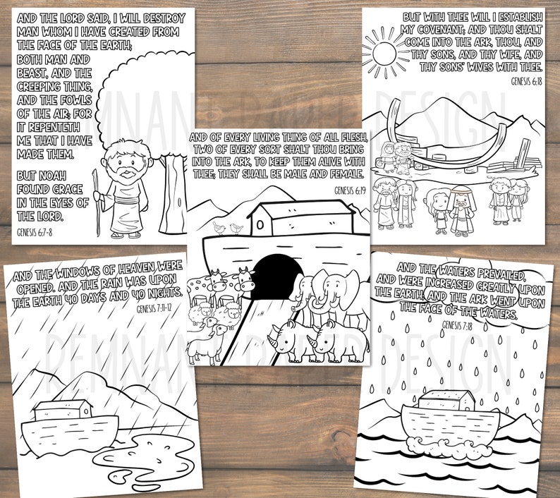 Noah's Ark Coloring Pages KJV | Genesis Bible Lesson | Scripture Study ...