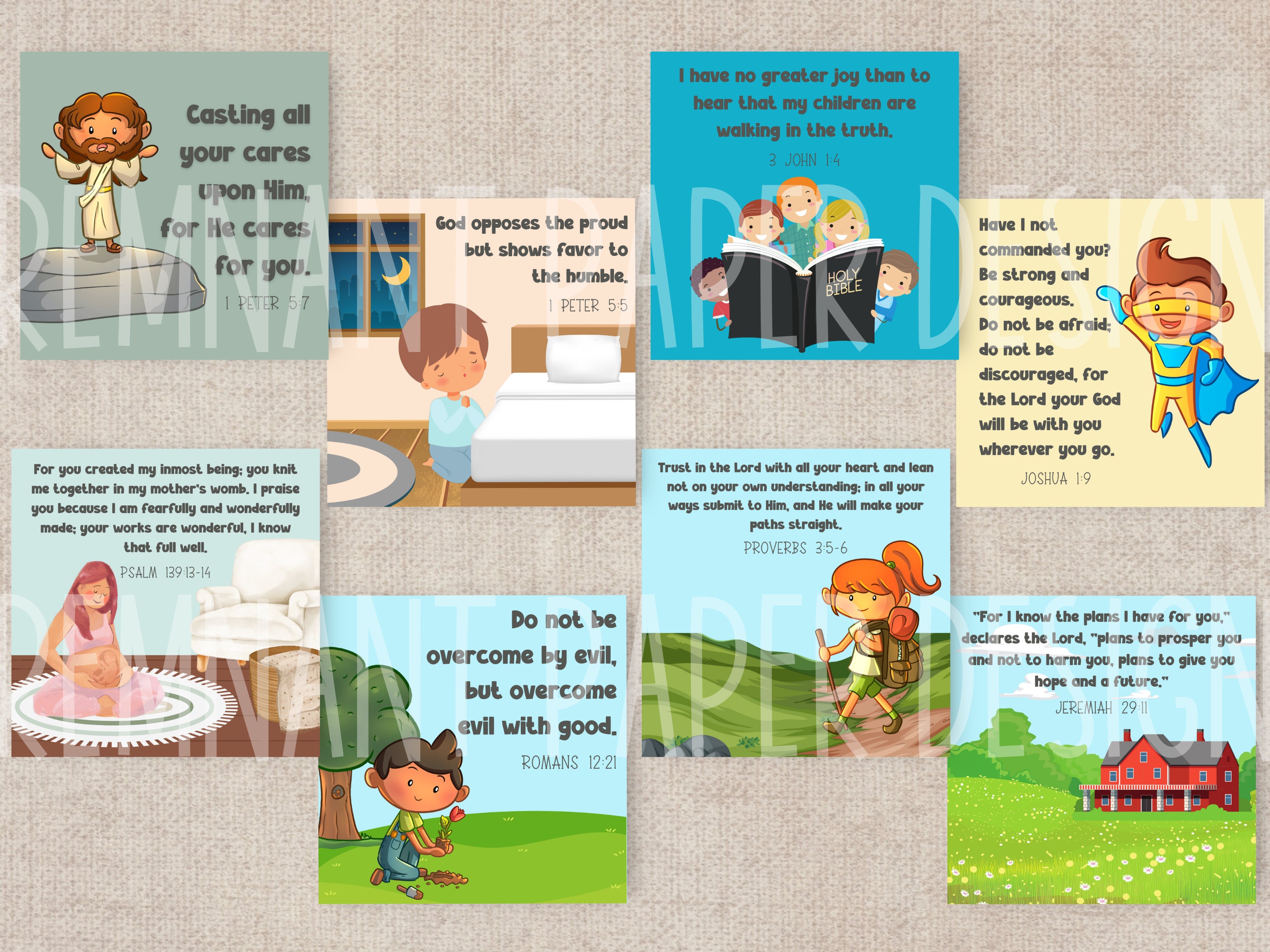 Simple Bible Verses for Kids Set of 40 INSTANT DOWNLOAD 4x4 With ...